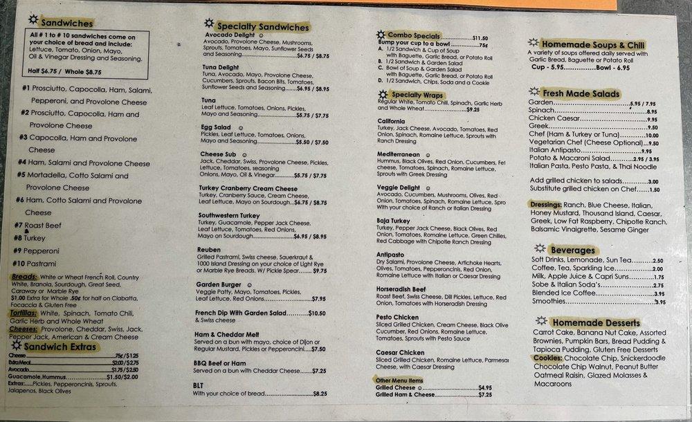 Menu at Squeeze Inn Sandwich Shop desserts, Medford