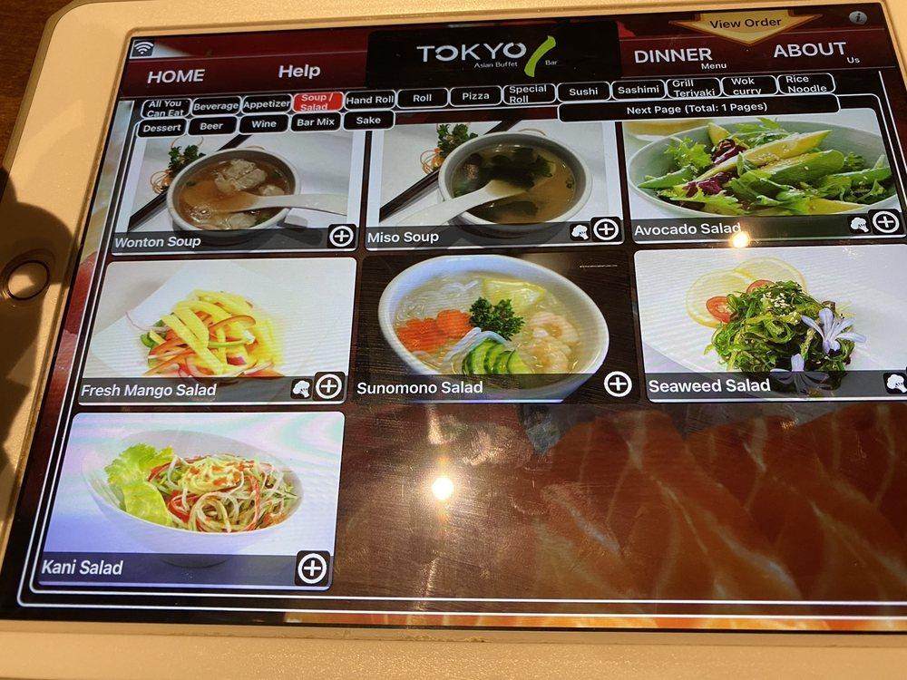 Menu at Tokyo 1 restaurant, Kelowna