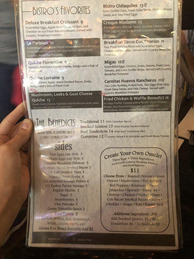 Menu at Main Street Bistro & Bakery, Grapevine, 316 S Main St