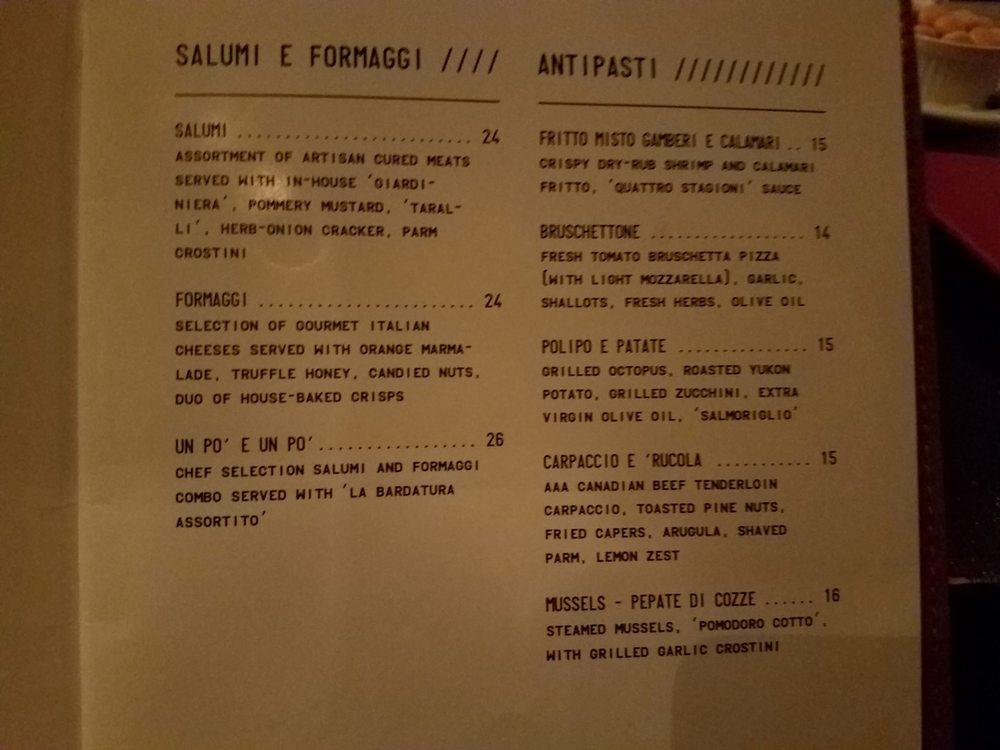 Menu at Nodo Junction restaurant, Toronto, Dundas St W