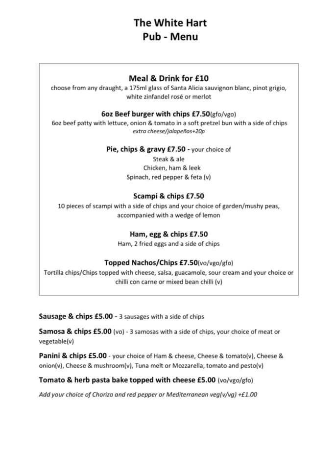 Menu at The White Hart pub & bar, Crawley, 65 High St