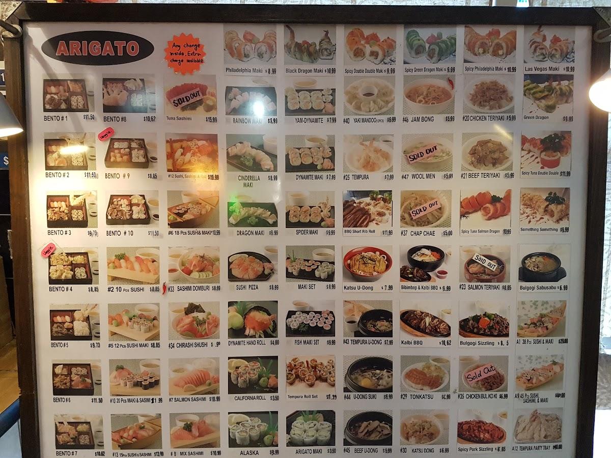Menu at Arigato Box restaurant, Mississauga