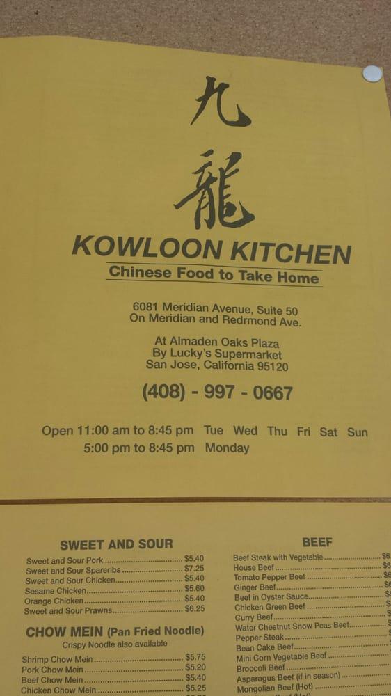 Menu at Kowloon Kitchen Take Out restaurant, San Jose