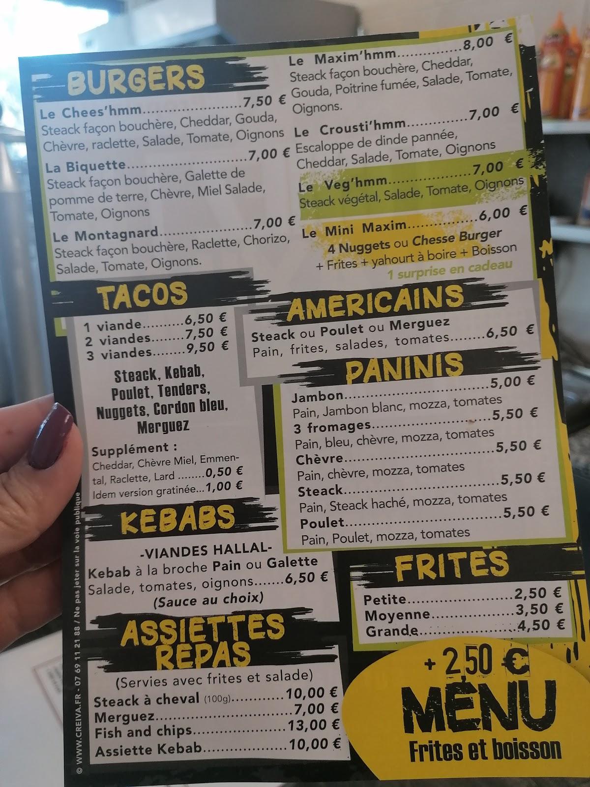 Menu at MB Burger restaurant, Valras-Plage
