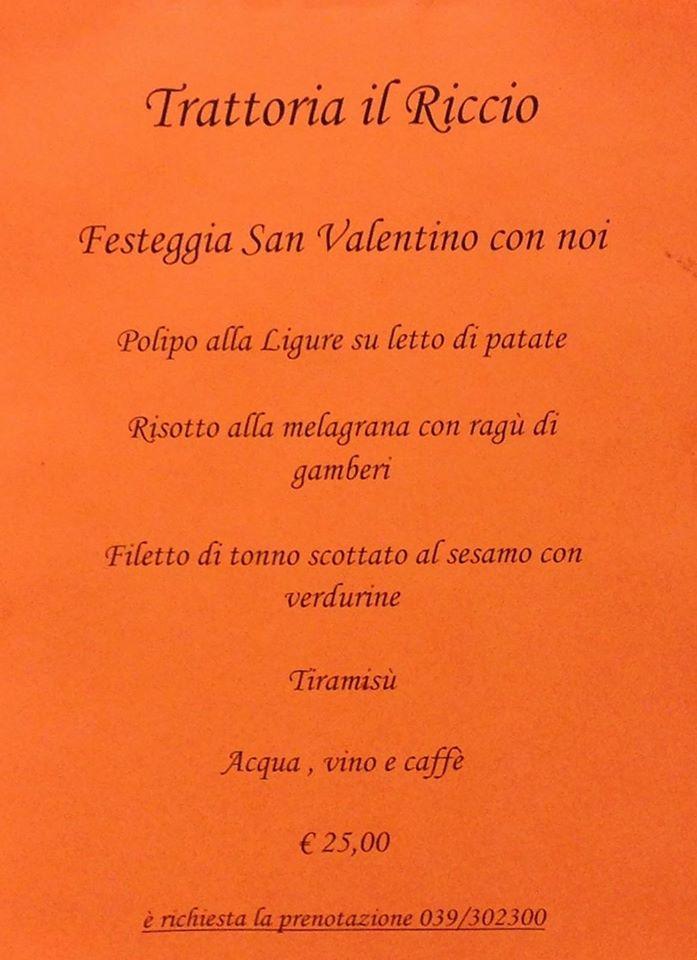 Menu at Trattoria Il Riccio restaurant, Villasanta