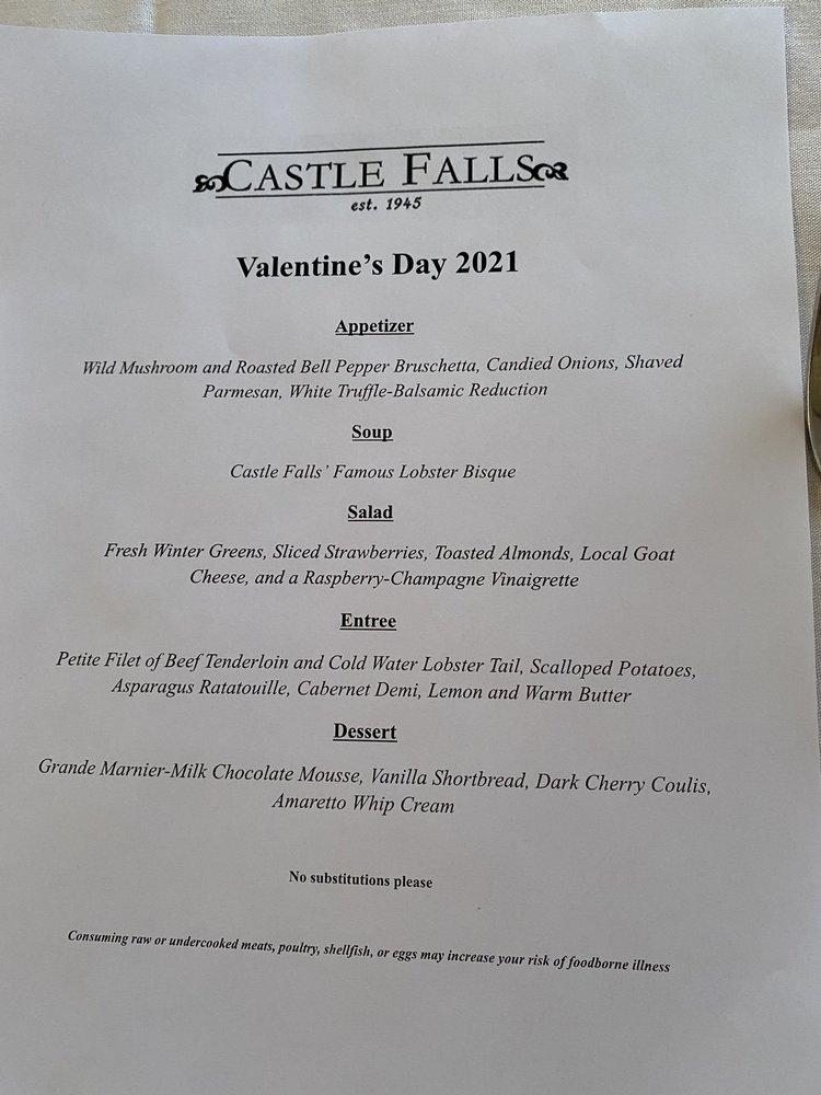 Menu at Castle Falls restaurant, Oklahoma City