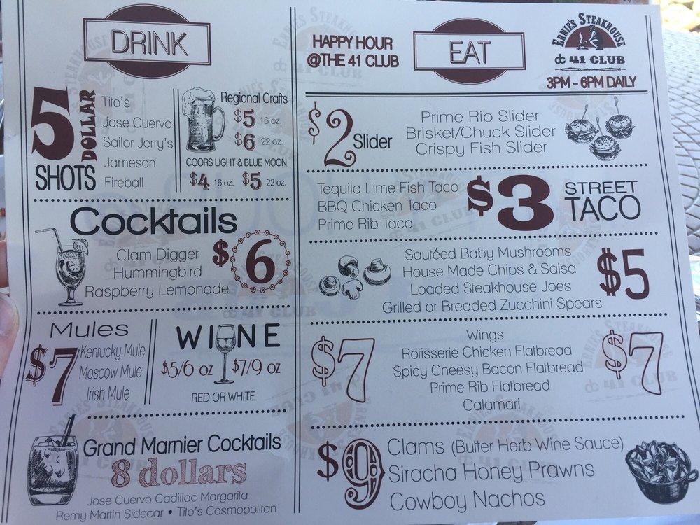 Menu at Ernie's Steakhouse, Lewiston