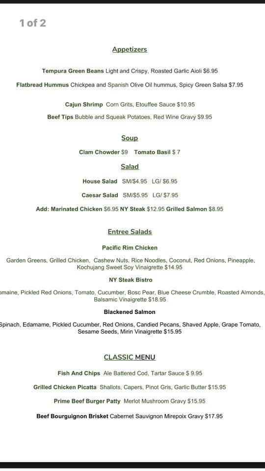 Menu at Hwy 2 Fusion Diner restaurant, Monroe, U.S. Rte 2
