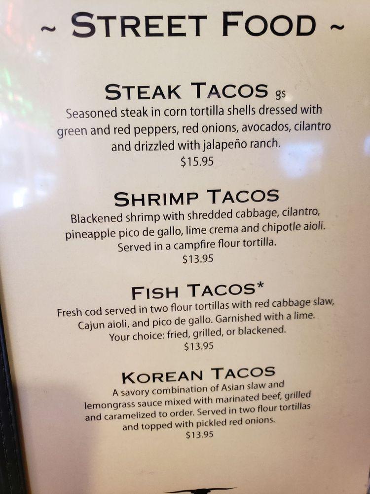 Menu at Jake's Downtown steakhouse, Billings