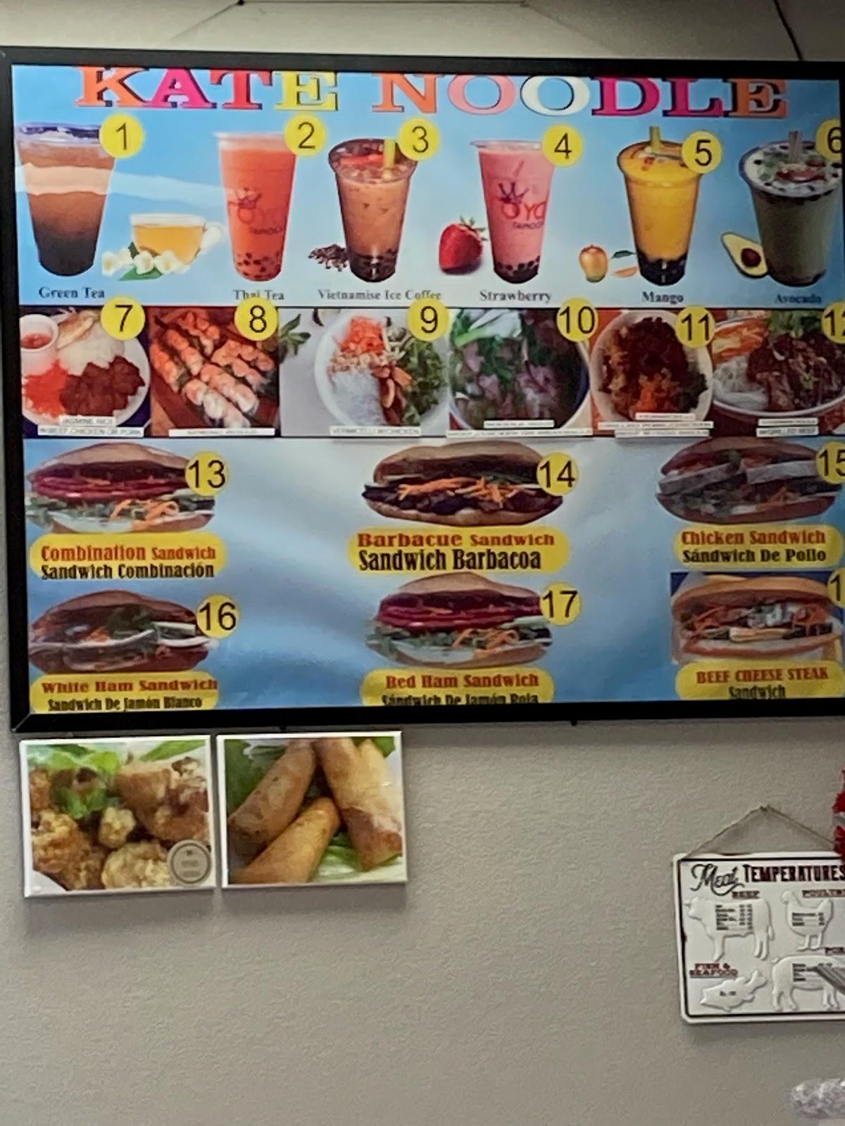 Menu at Kate Noodles restaurant, Houston