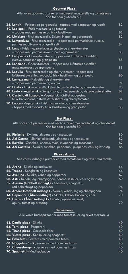 Menu at Café Enzo Aars pizzeria, Aars
