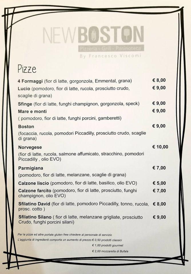 Speisekarte von Pizzeria New Boston, Marina di Davoli