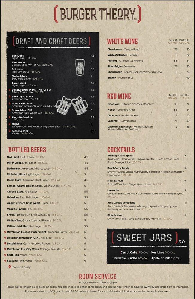 Menu at Burger Theory pub & bar, Decatur