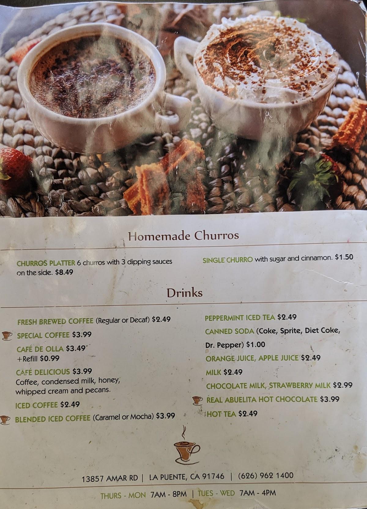 Menu at Caramelo Cafe, La Puente, Amar Rd