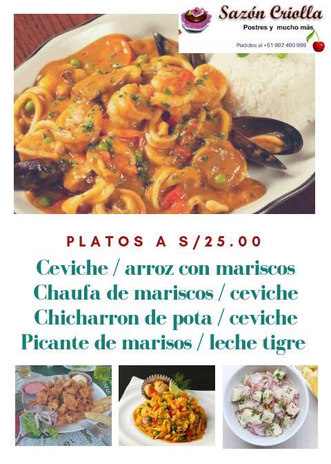 Menu at Sazon criolla postres y mas, Lima