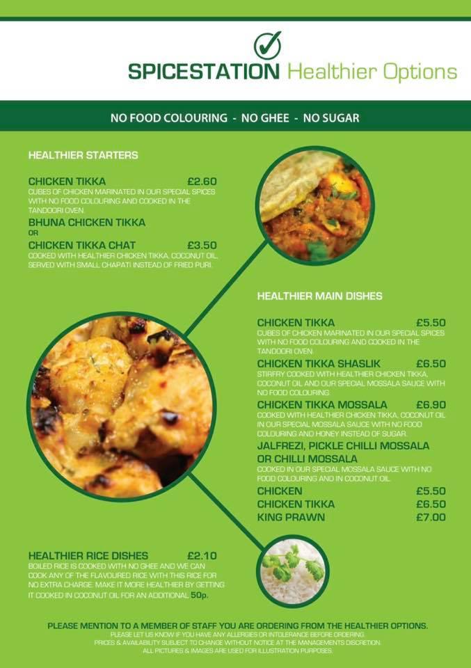 Menu at Spice Station fast food, South Shields