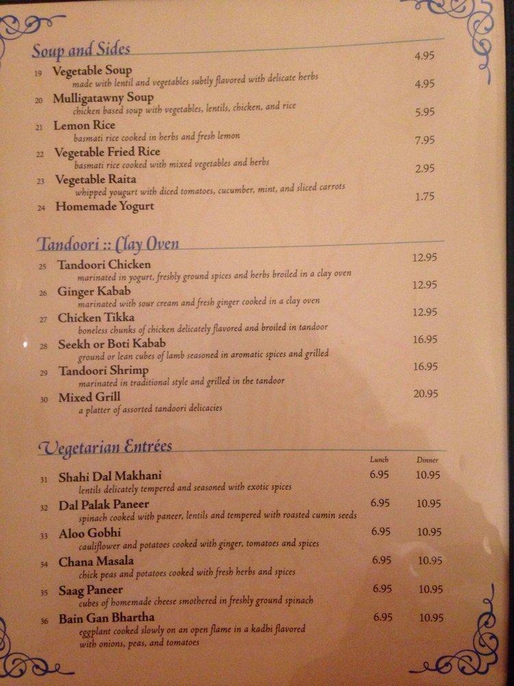 Menu at Swad Tandoori restaurant, New London