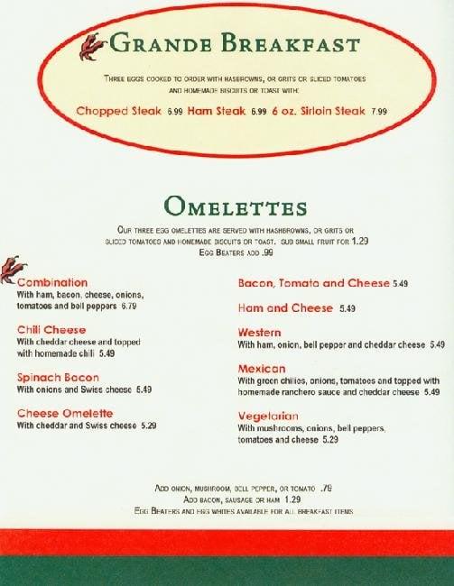 Carta de The Oasis Cafe Dallas, Dallas