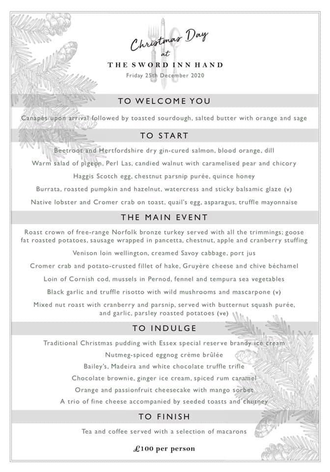 Menu at The Sword Inn Hand pub & bar, Buntingford