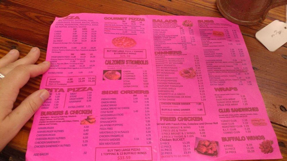 Carta de pizzería Thomas' Pizza & Subs, Lumberton