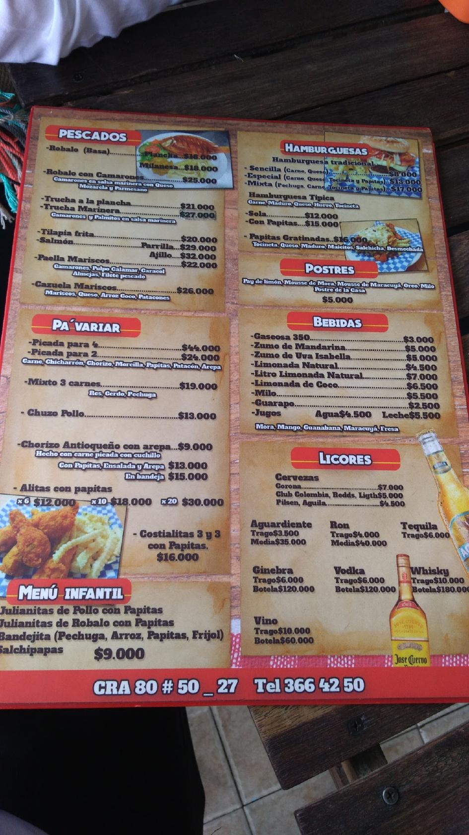 Menu at Asados el humero restaurant, Medellín