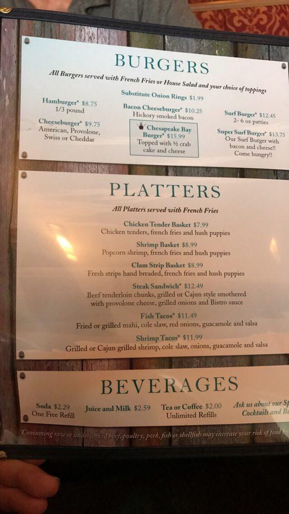 Menu at Surf Rider restaurant, Chesapeake, Old Taylor Rd