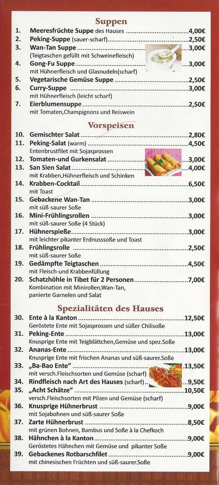 Speisekarte von China-Restaurant Dynastie, Merzig