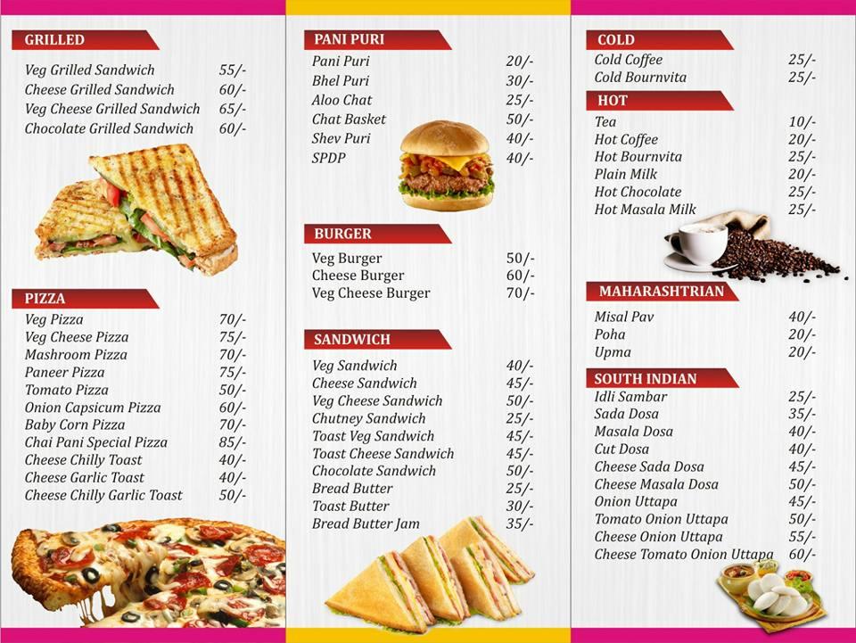 Menu at Chai Pani, Pune, Chinchwad Thergaon Link Road