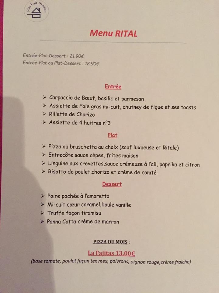 Menu au Rital café, La Loupe