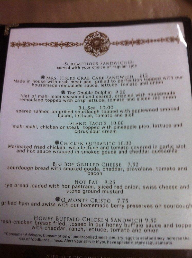 Menu at Q Cafe, Thomasville
