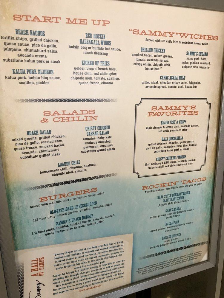 Menu at Sammy's Beach Bar and Grill, Honolulu