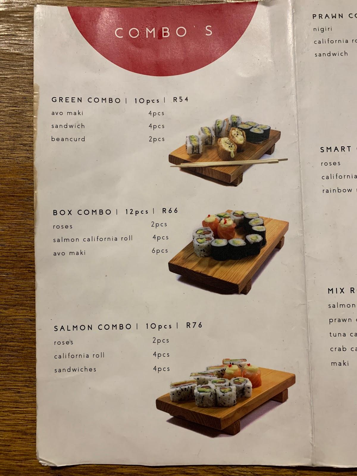 Menu at Shan Rice restaurant, George