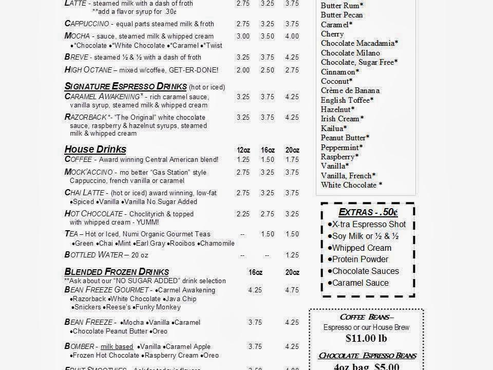 Menu at Brewed Awakening BRMC pub & bar, Mountain Home, Baxter Regional ...