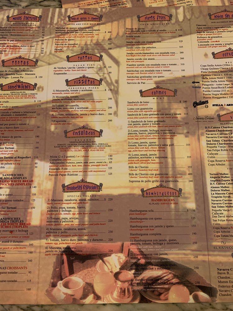 Menu at Café Tortoni, Buenos Aires, Av. de Mayo 825