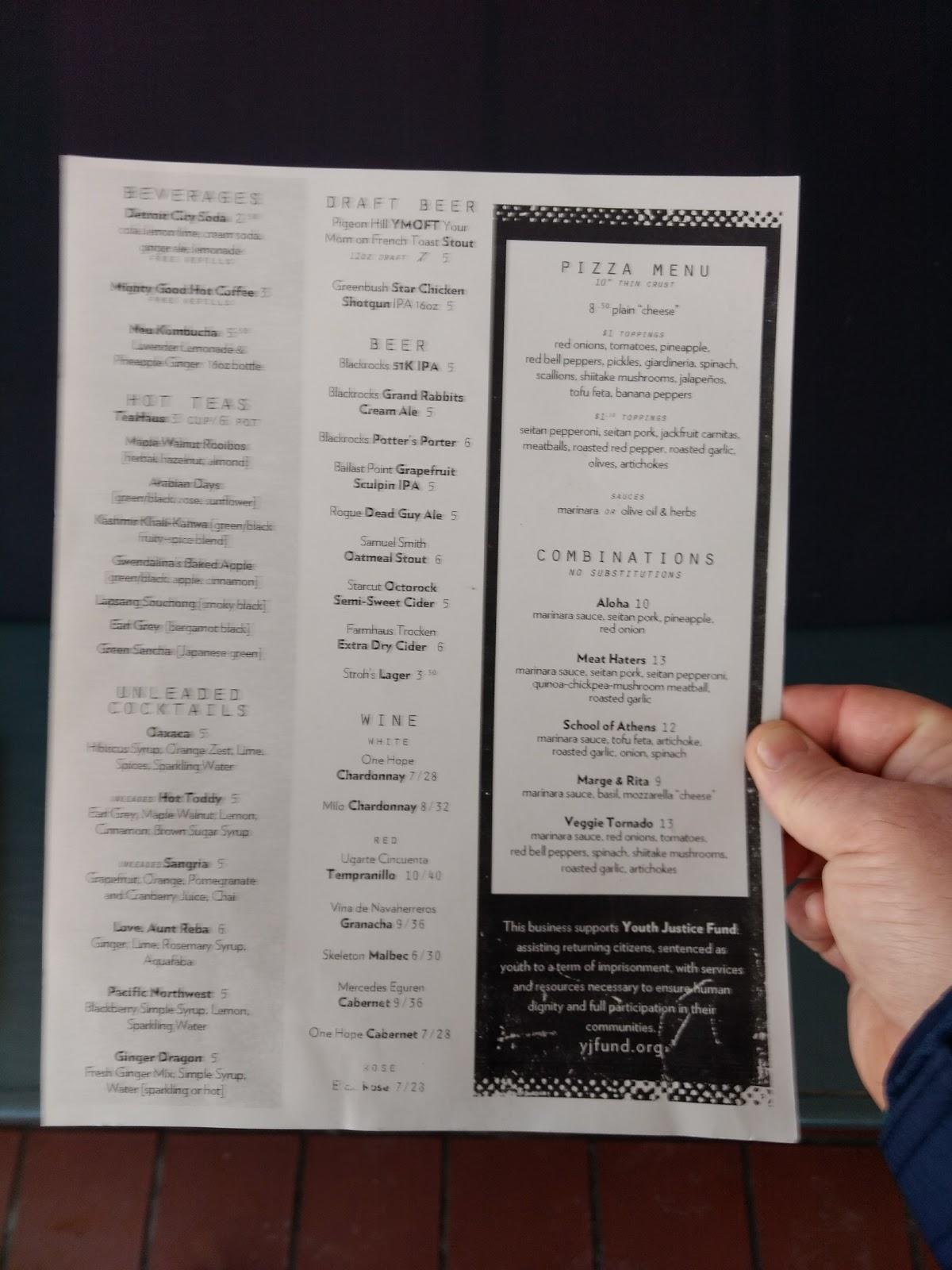 Menu at Detroit Street Filling Station restaurant, Ann Arbor