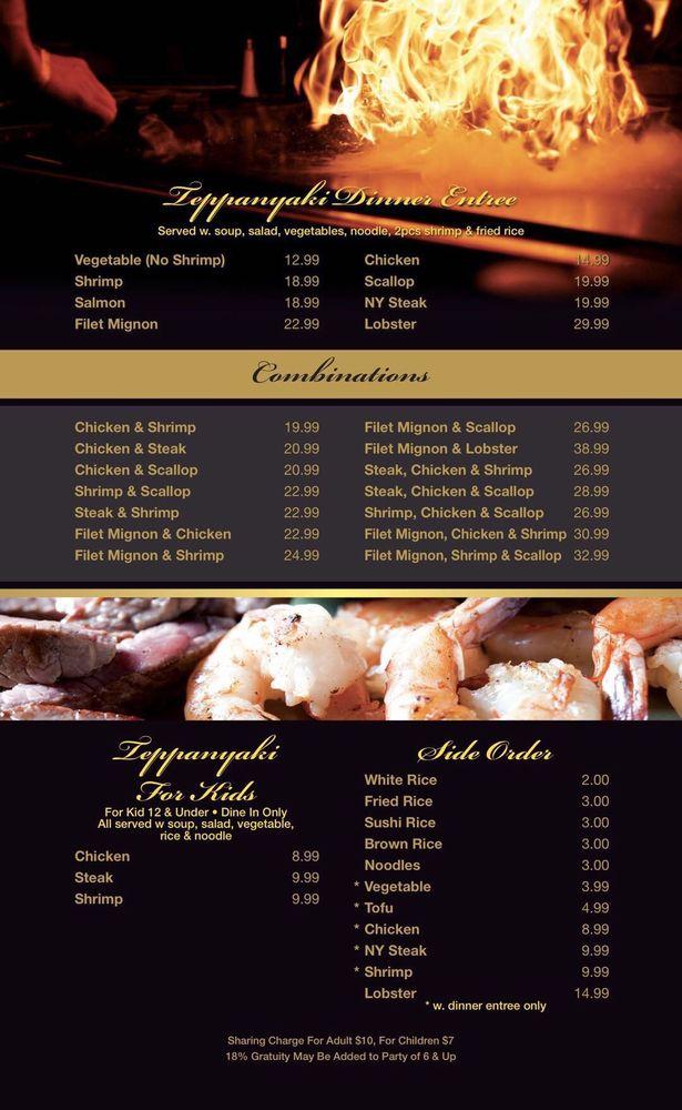 Menu at EDO Sushi restaurant, Ocala