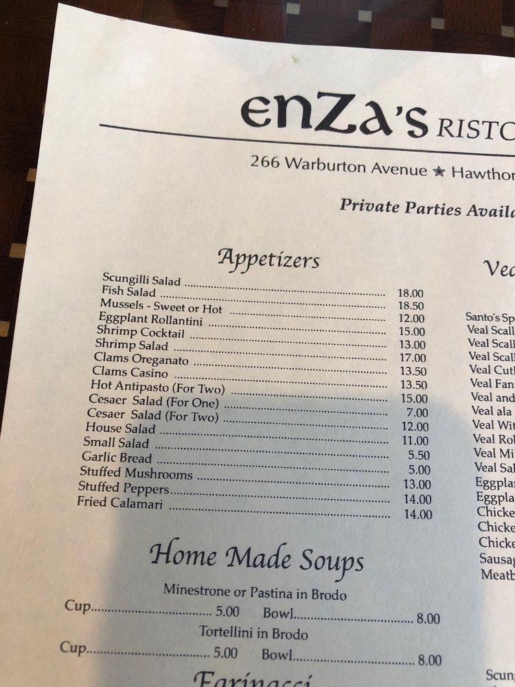 Menu at Enza's Ristorante pizzeria, Hawthorne
