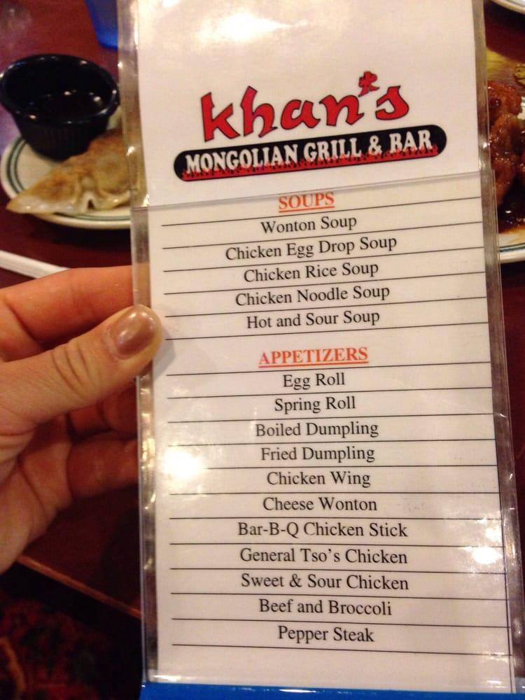 Menu at Khan's Mongolian Grill & Bar, East Stroudsburg