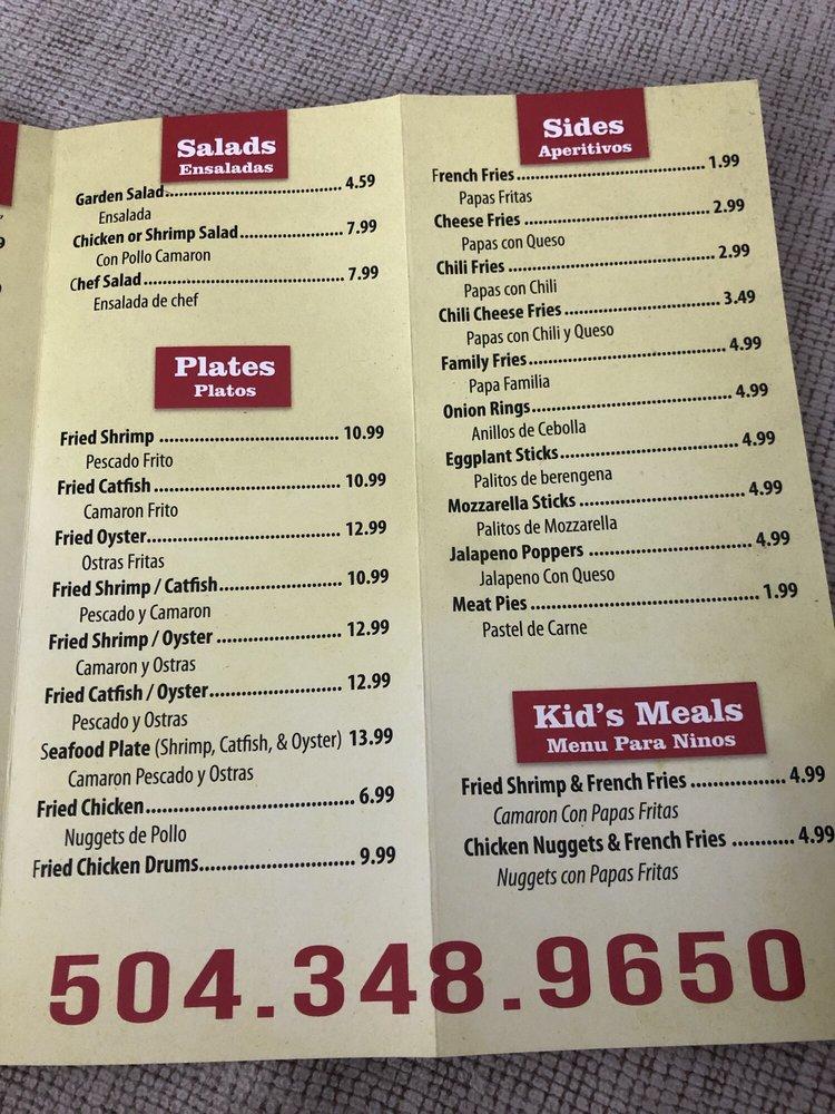 Menu at PO Boy Depot LLC restaurant, Marrero