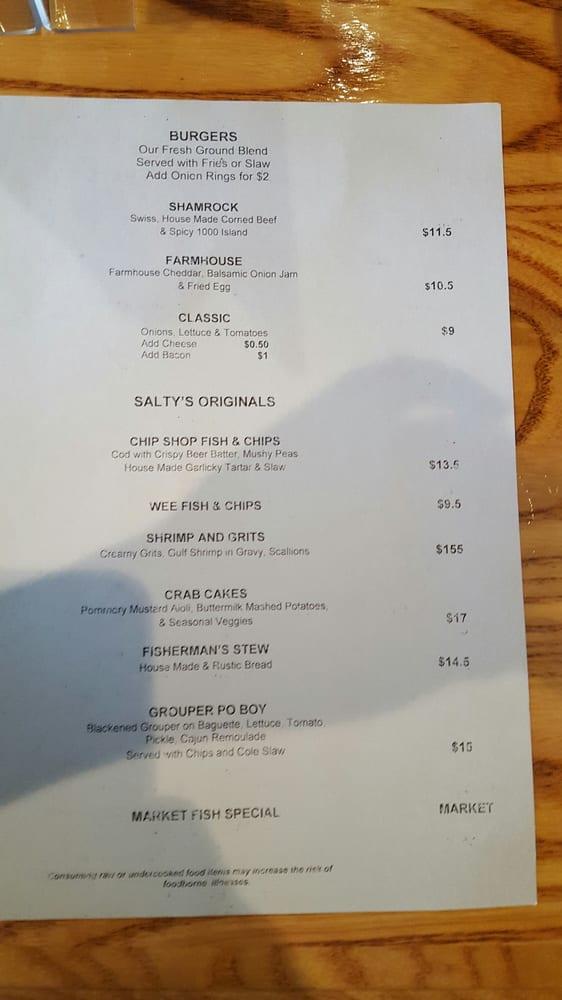 Menu at SALTY SHAMROCK IRISH PUB, Apollo Beach, N U.S. Hwy 41