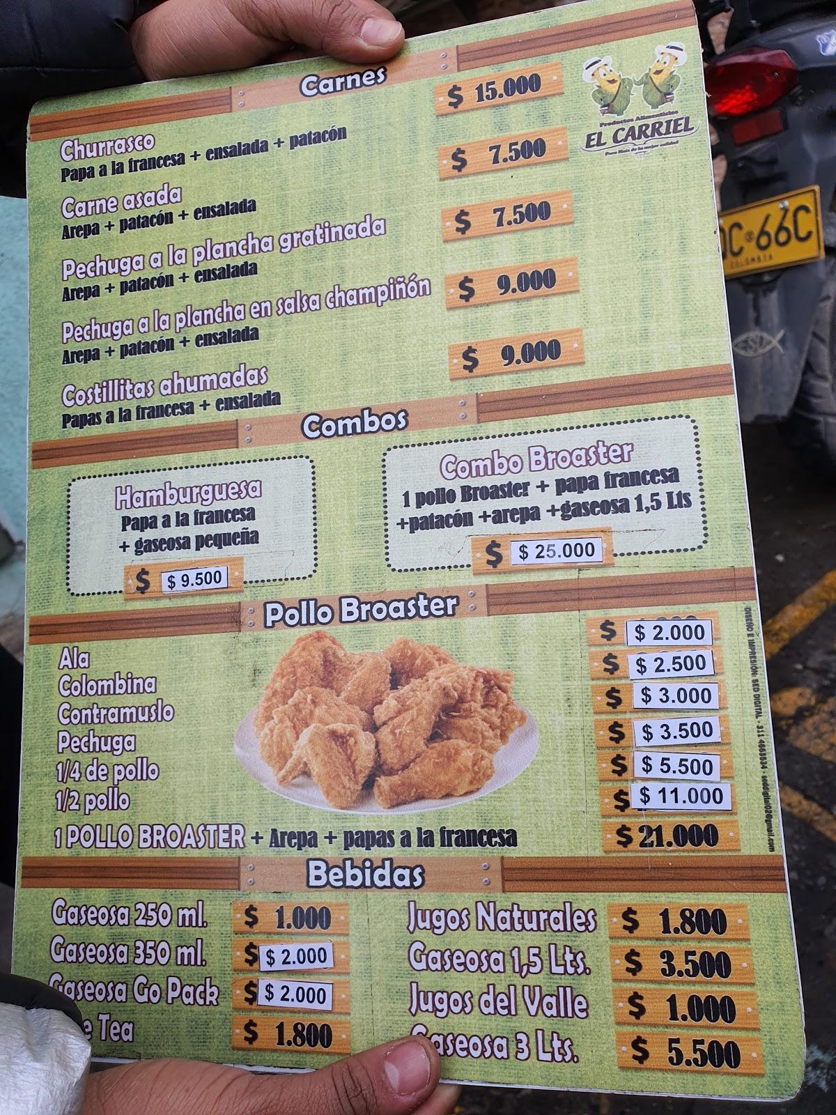 Menu at Arepas El Carriel restaurant, Bogotá, Cl. 60 Sur ###77g-38