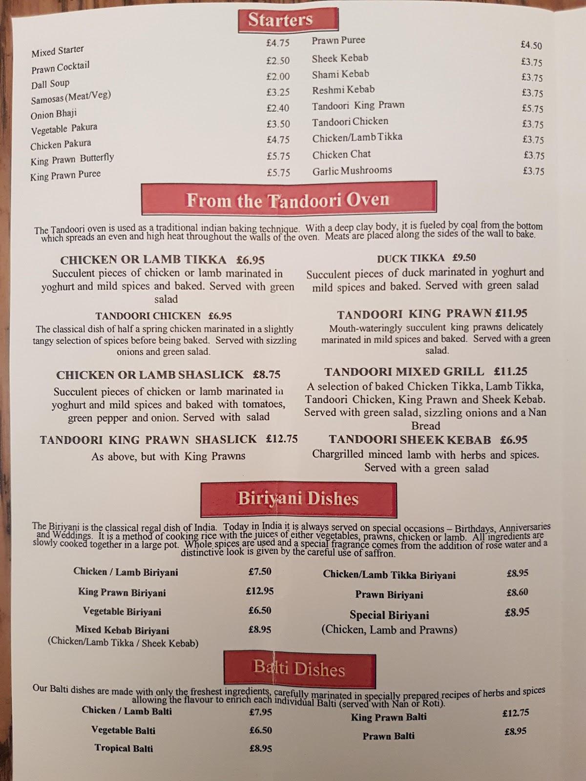 Menu at Chineham Indian Cuisine restaurant, Basingstoke, 1 Reading Rd