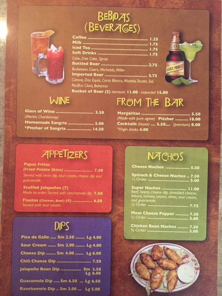 Menu at El Matador Restaurant, Taylors