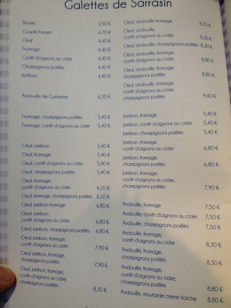 Menu at La Table Ronde restaurant, Angers