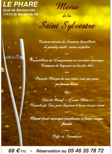 Menu at Le Phare restaurant, Saint-Martin-de-Ré