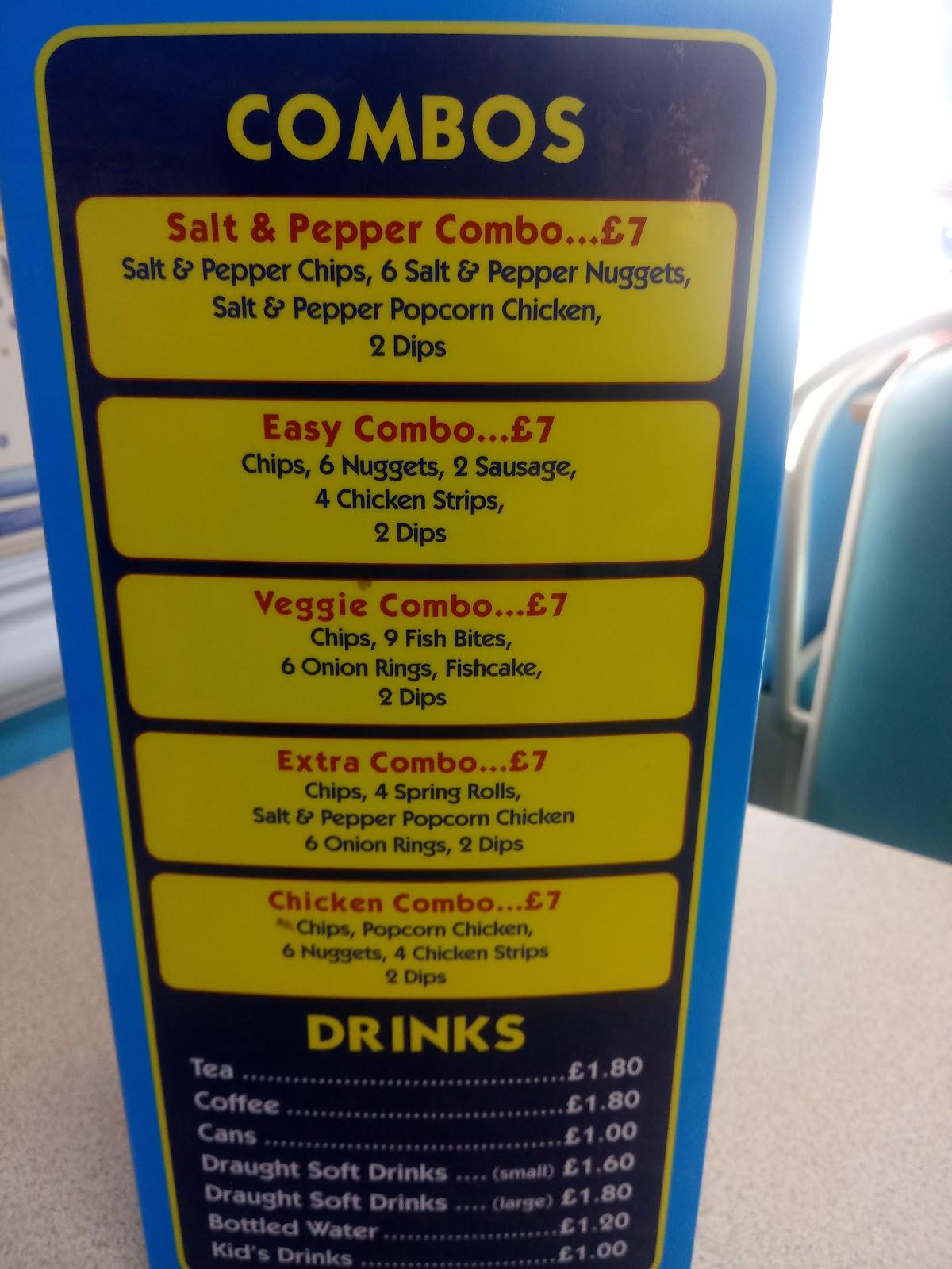 Menu at Mina's Fish Bar, Widnes