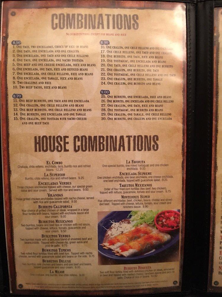 Menu at Monterrey By the Mall restaurant, Greenville, 501 Congaree Rd