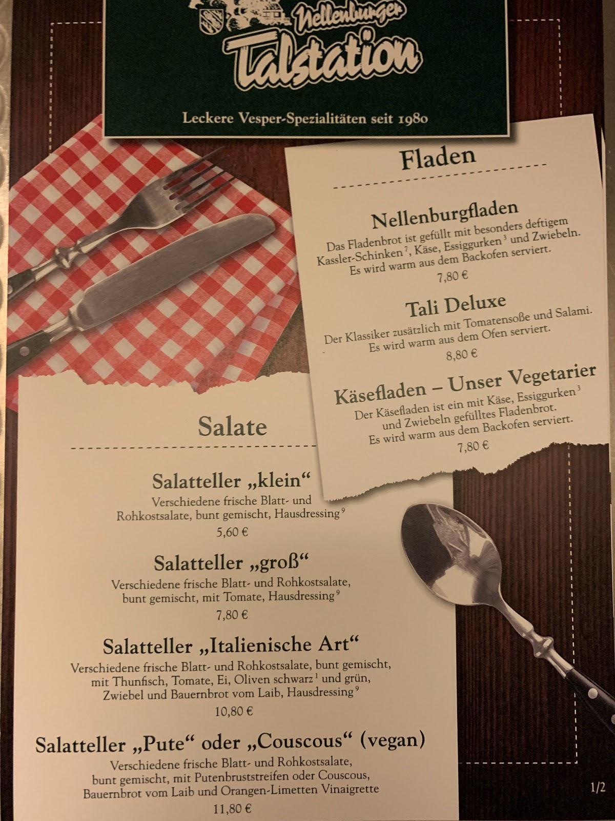 Speisekarte von Nellenburger Talstation restaurant, Stockach