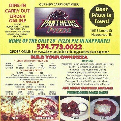 Menu at Panthers Pizza pizzeria, Nappanee