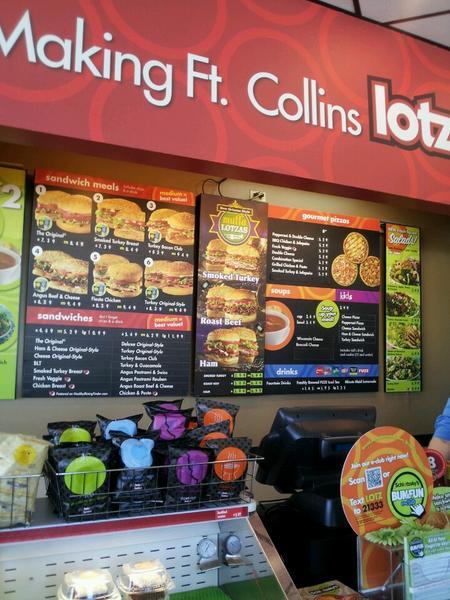 Menu at Schlotzsky's restaurant, Fort Collins